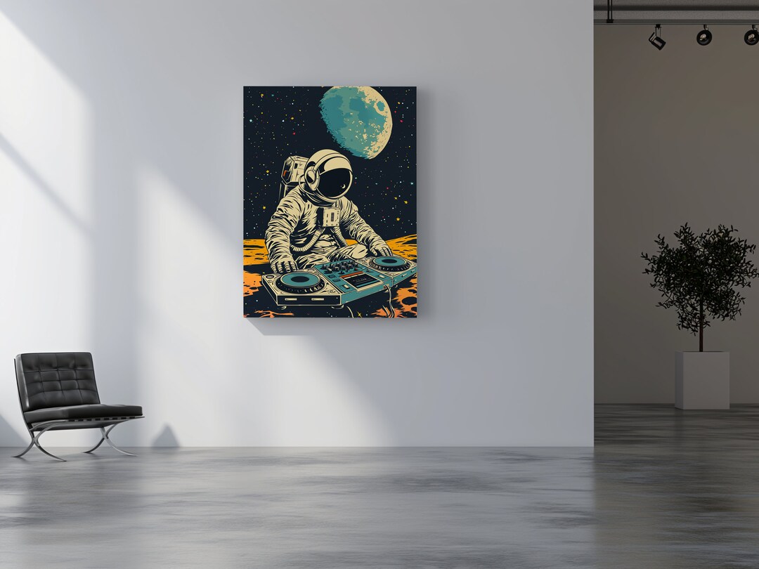 Astronaut DJ Moon Poster Spacecore Theme NASA Inspired Art Canvas Print ...