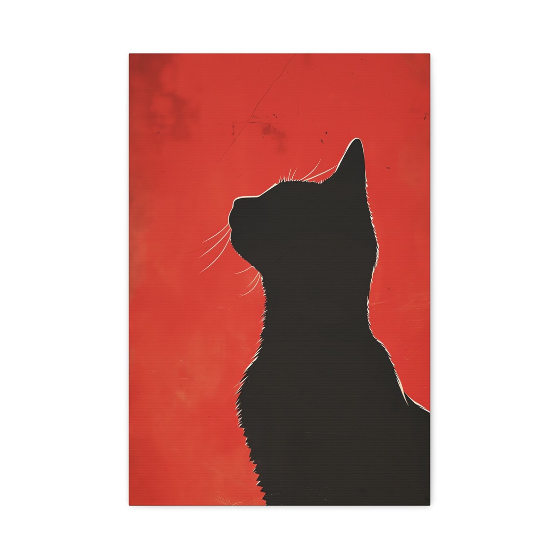 Black Cat Silhouette Red Background Sots Art Inspired Canvas ...