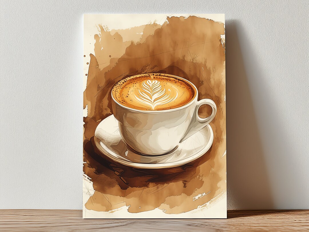 Coffee Cup Canvas Digital Art Photorealism Polished Cappuccino Design ...
