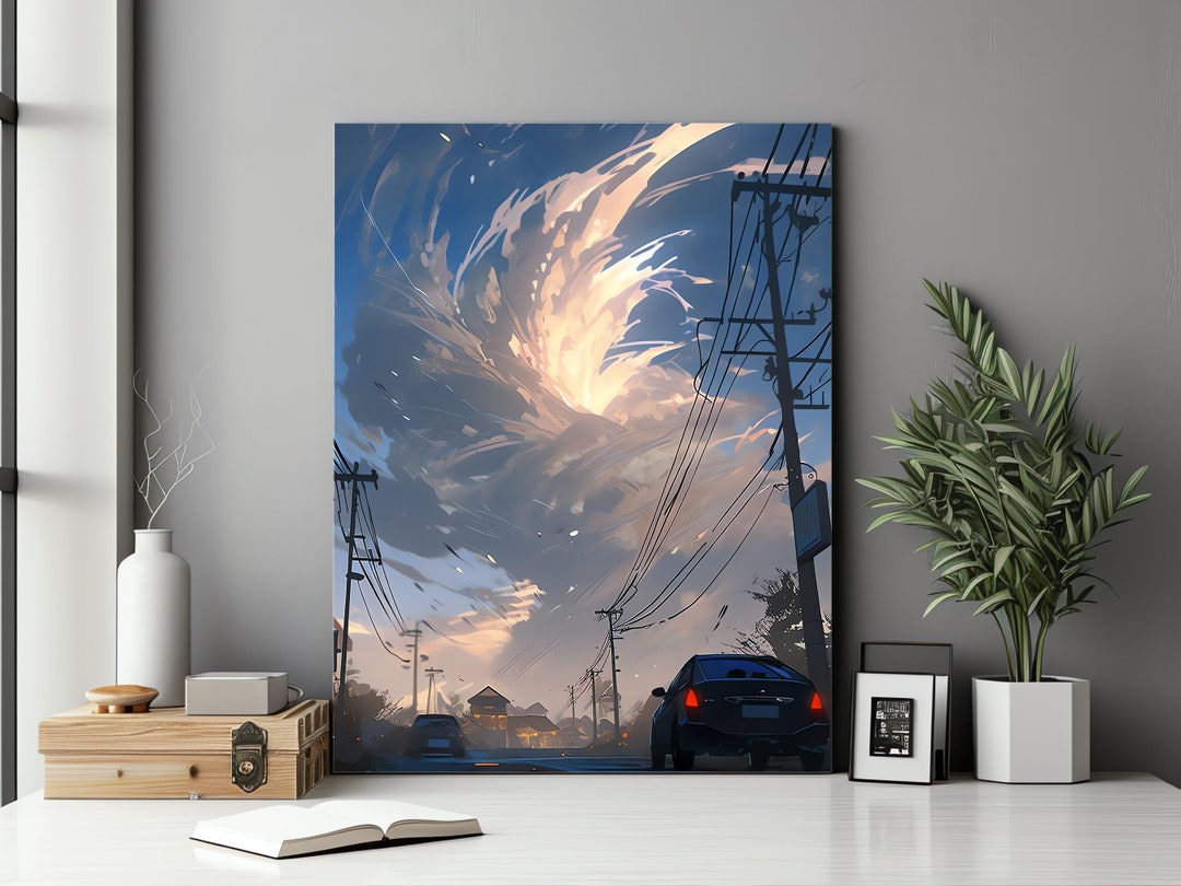 Automobile Journey Beside Power Cables Canvas Art American Scenery ...