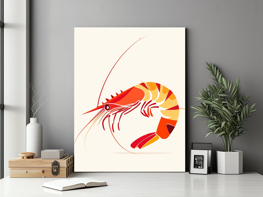 Vector Art Shrimp Illustration on Canvas Generative Animal Art Long ...