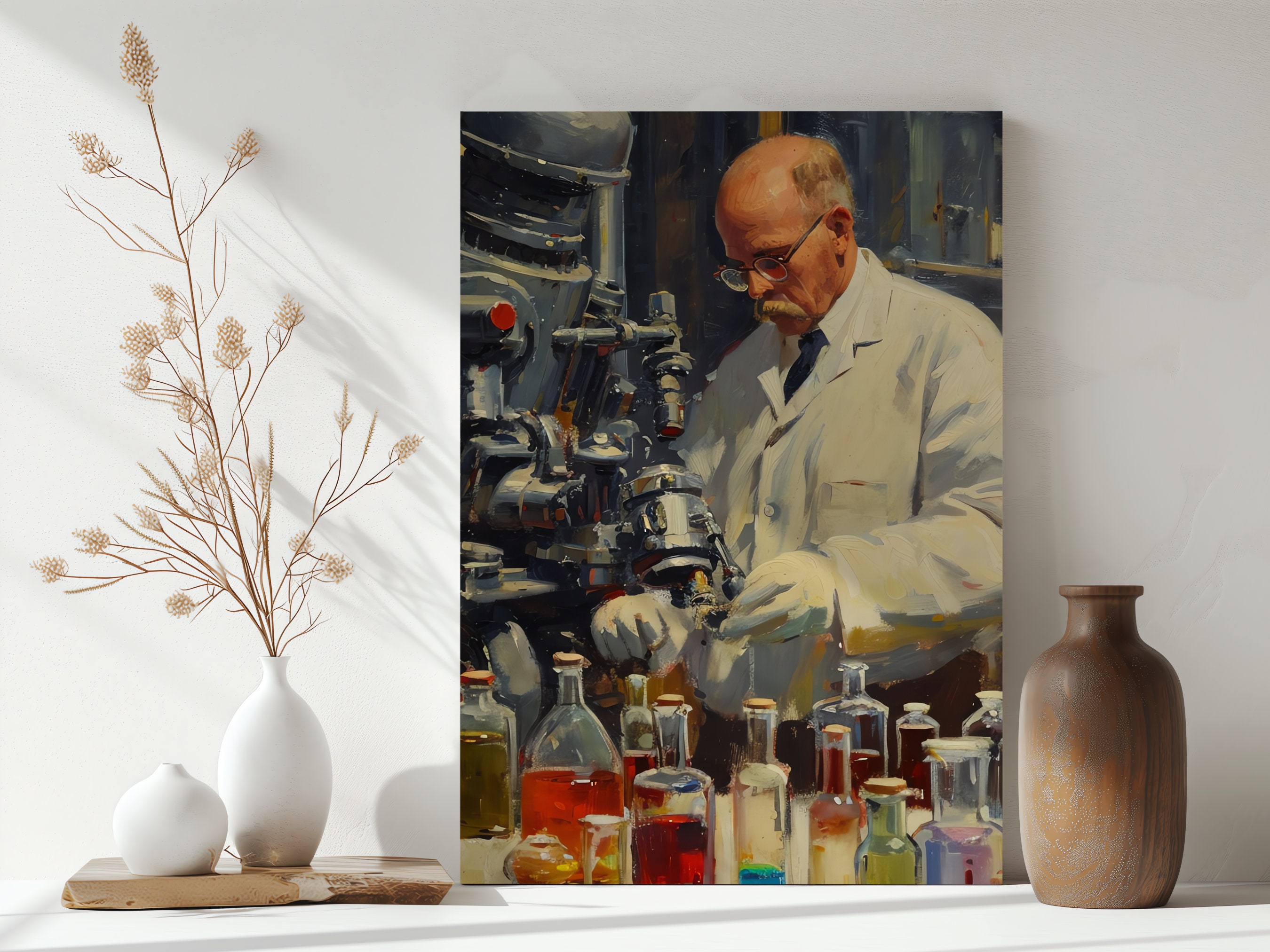 Ultrafine Detail Man in Laboratory Art Analytical Art Futuristic Lab ...