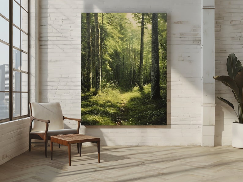Photorealistic Forest Path Canvas Landscape Artwork Elegant Wall Decor ...