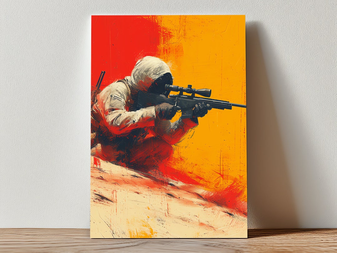 Armed Soldier Action Painting War Style Art Battlefield Scene Canvas ...