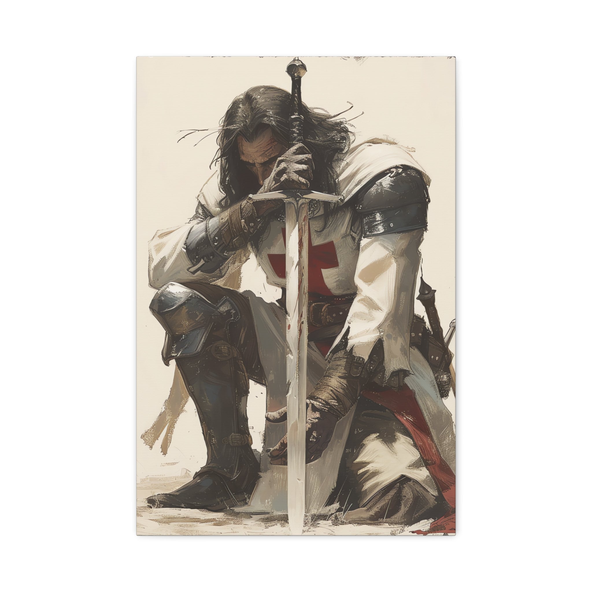 Medieval Knight Templar Gothic Art Canvas Holy Crusader Sword Fine Art ...