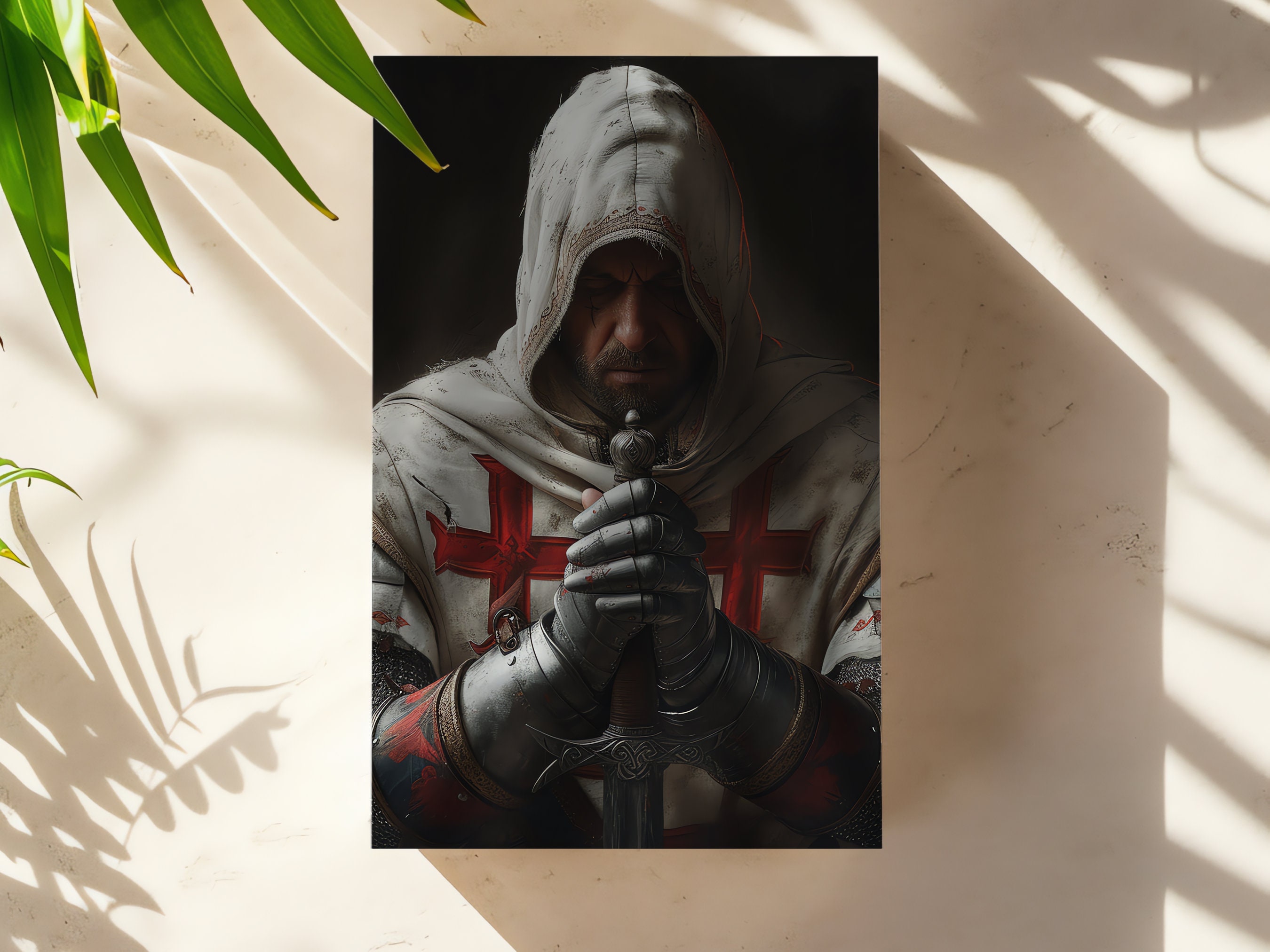 Medieval Crusader Sword Close-up Digital Painting Canvas Mannerism ...