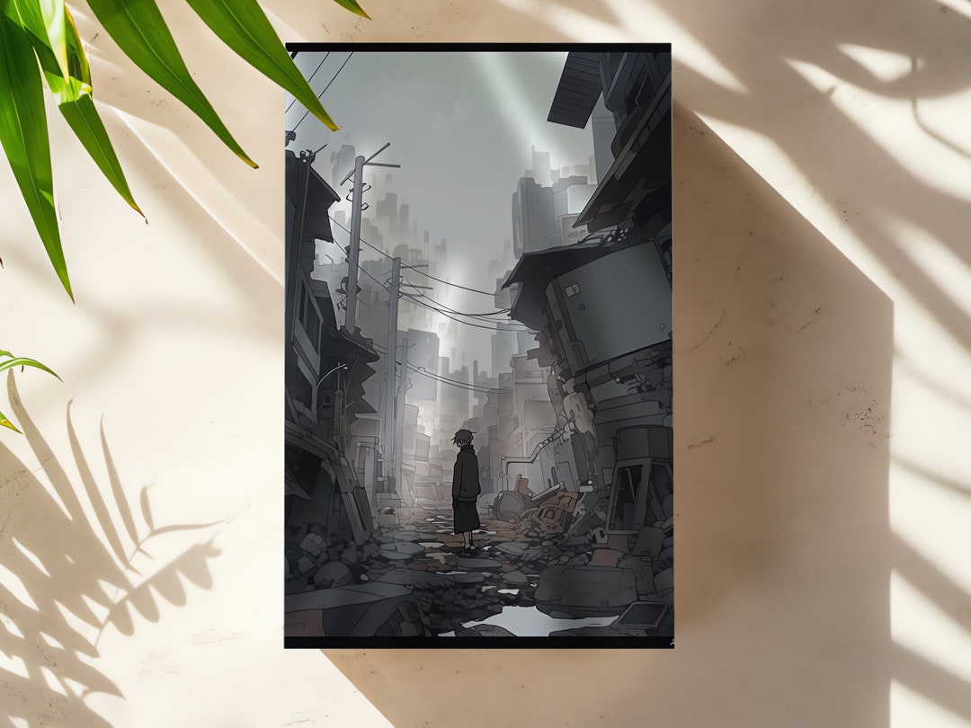 Dystopian Brutalism Post-apocalyptic Cityscape Canvas Art Anime Matte ...