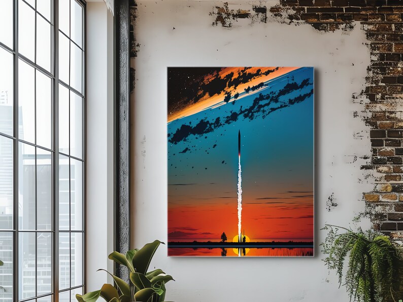 Rocket Launch at Dusk Hyper Realistic Space Art Cgsociety Style Sunset ...