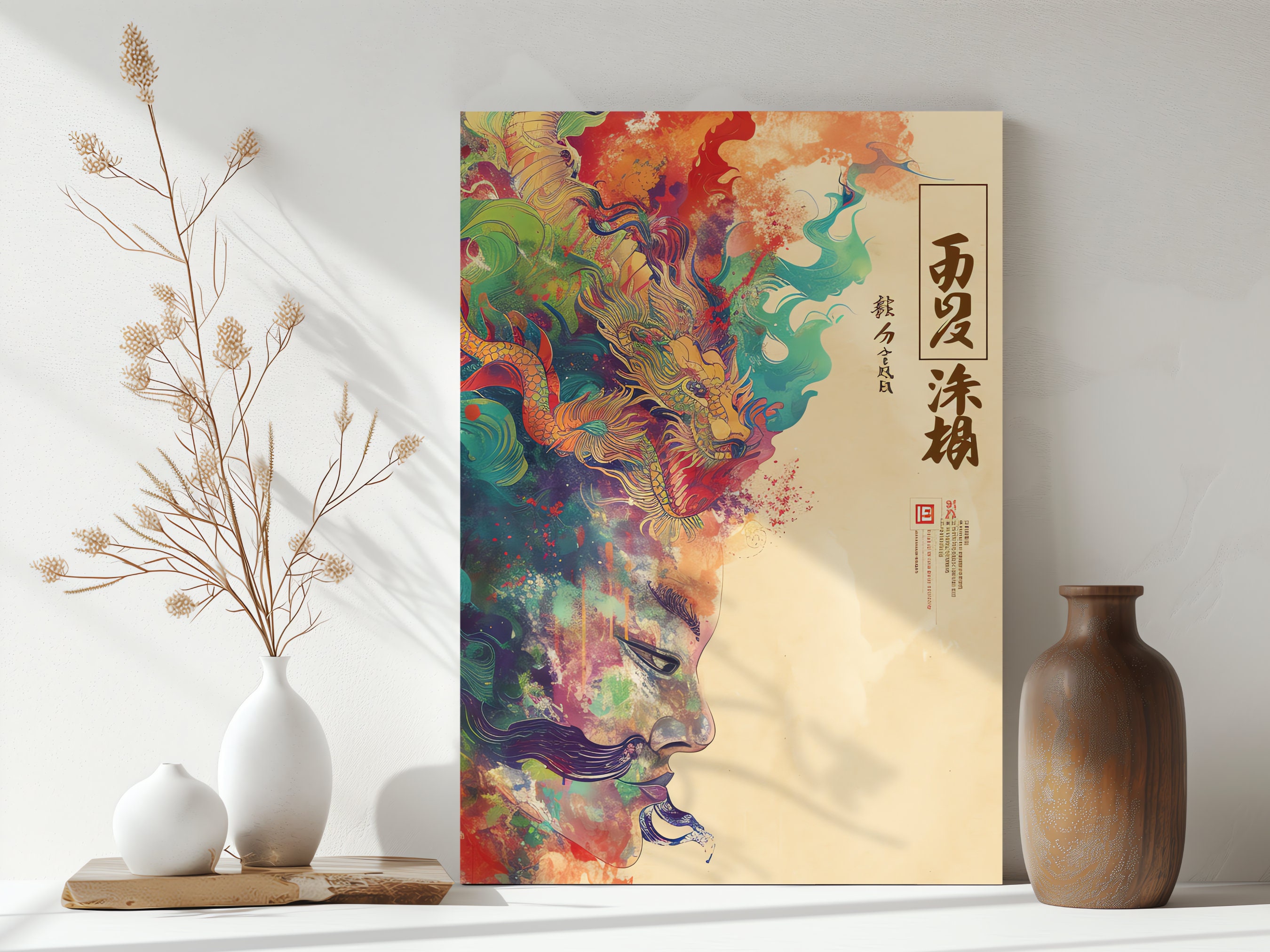Dragon Head Man Poster Ancient Chinese Art Influence Vibrant ...