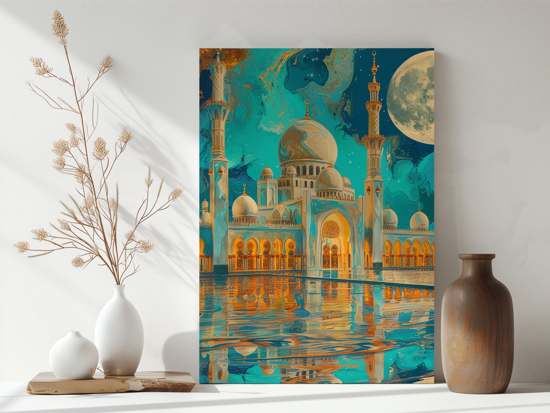Psychedelic Arabian Night Mosque Canvas Ultrafine Detail Artwork Full ...