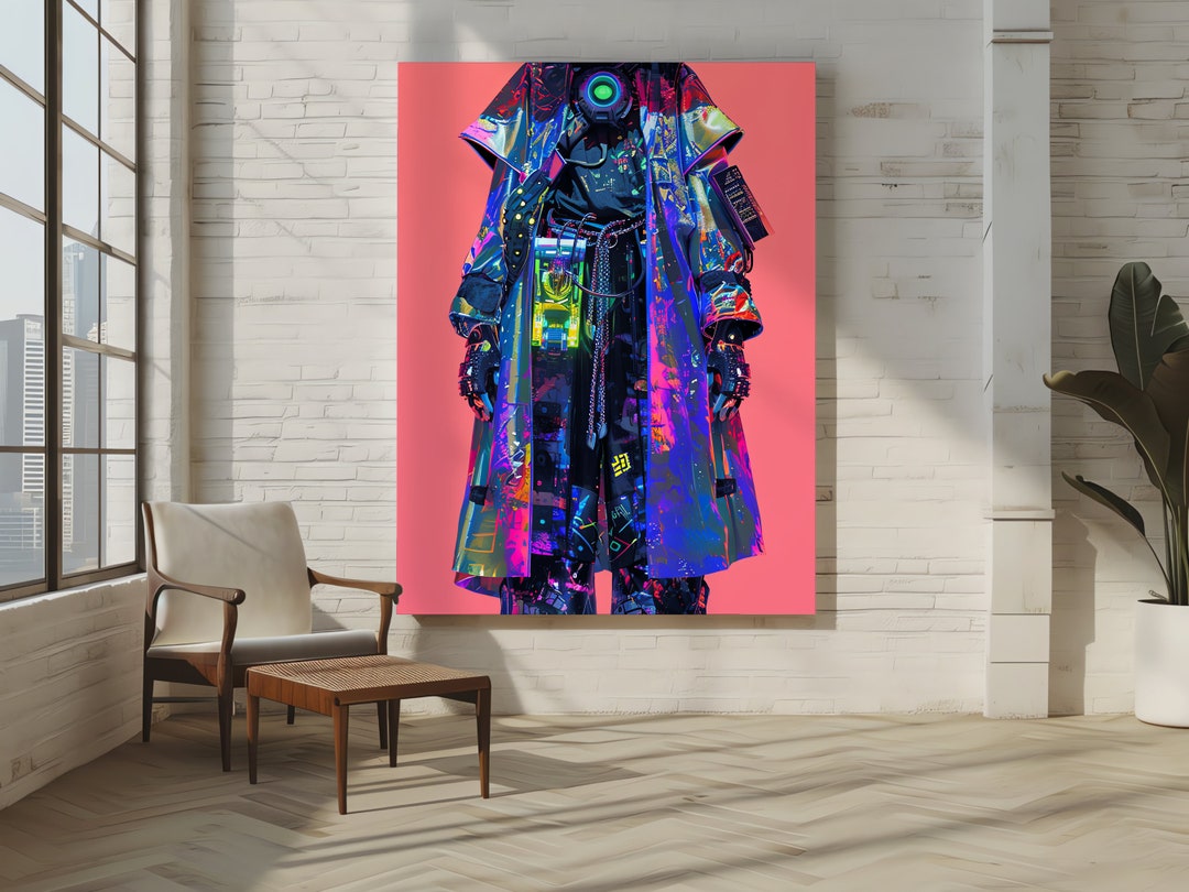 Futuristic Cyberpunk Samurai Canvas Art Retrofuturism Robes Ornate ...