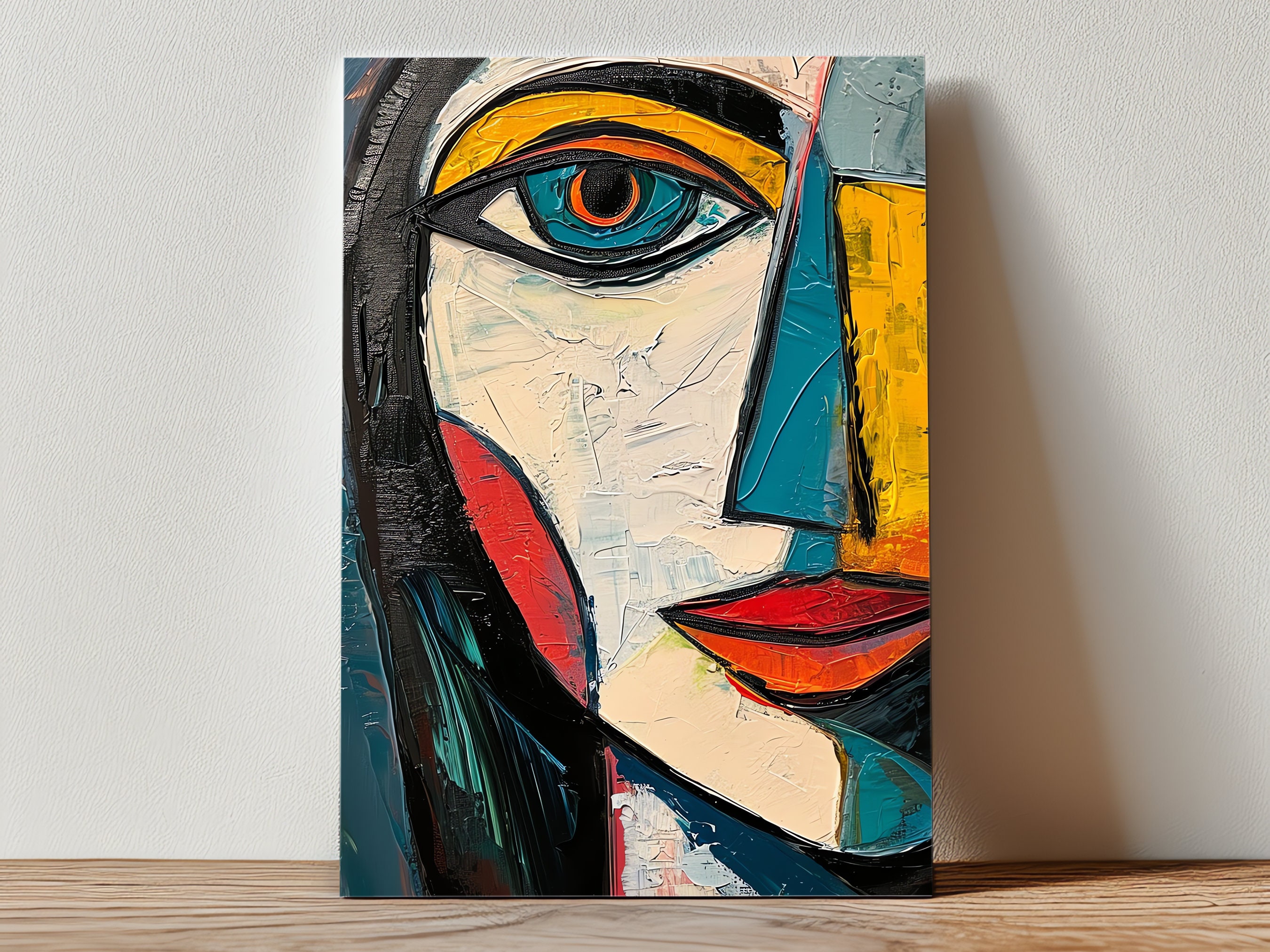Abstract Lyrical Portrait Canvas Ultrafine Detail Female Face Painting ...