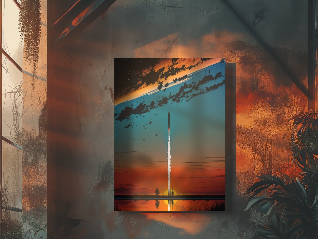 Rocket Launch at Dusk Hyper Realistic Space Art Cgsociety Style Sunset ...