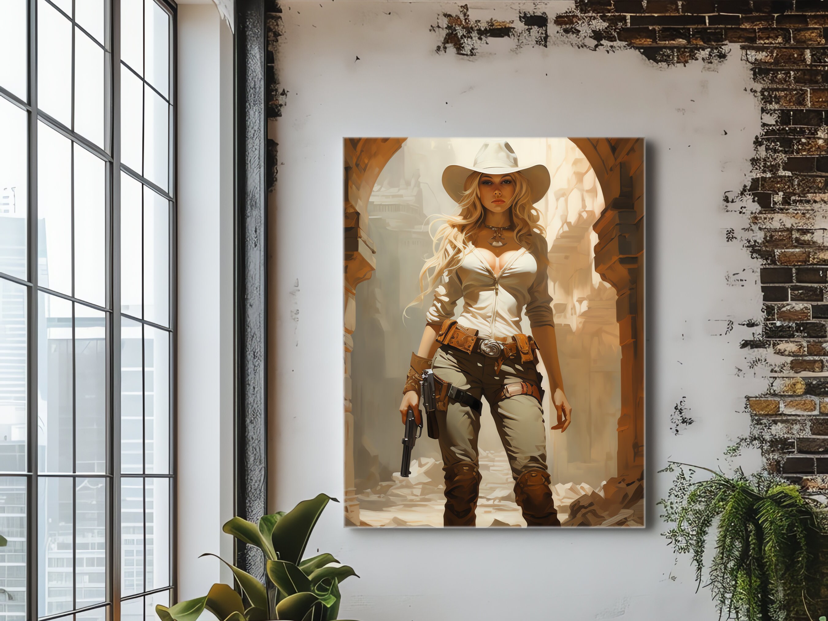 Western Femme Fatale Cowgirl Fantasy Art Post-apocalyptic Art Gun ...