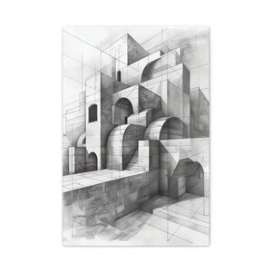 Geometric Deconstructivist Architecture Canvas Inspired by Abstract Art ...