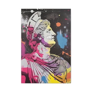 Neon Roman Woman Crown Canvas Ultrafine Detail Artwork Trending on ...