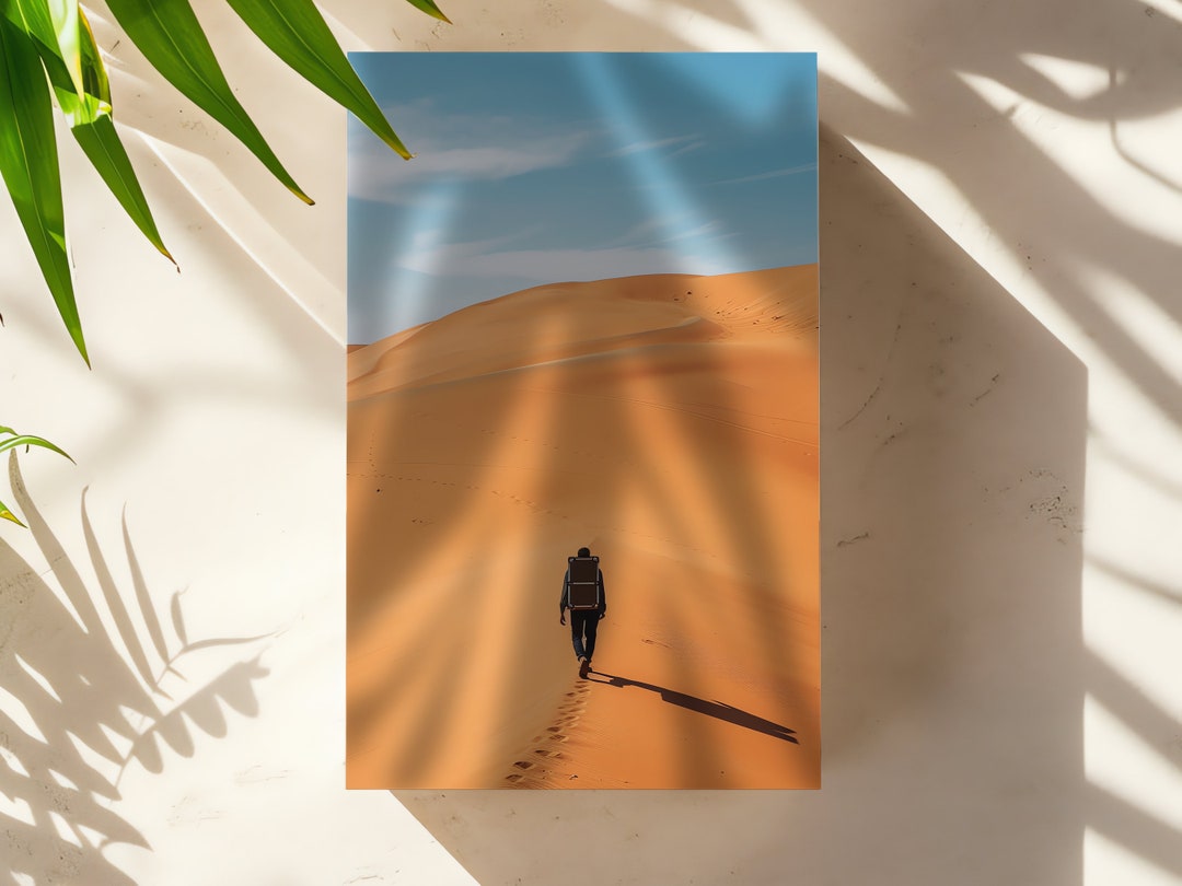 Desert Wanderer Canvas Art Dunes Walk Girl in Landscape Postminimalist ...