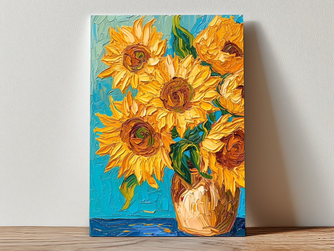 Sunflower Vase Canvas Impressionist Inspired Art Post-impressionism ...