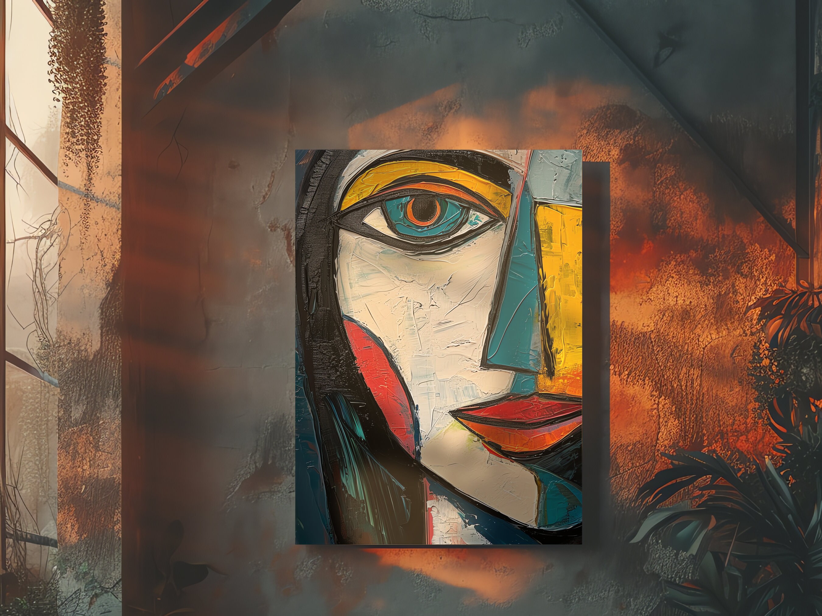 Abstract Lyrical Portrait Canvas Ultrafine Detail Female Face Painting ...