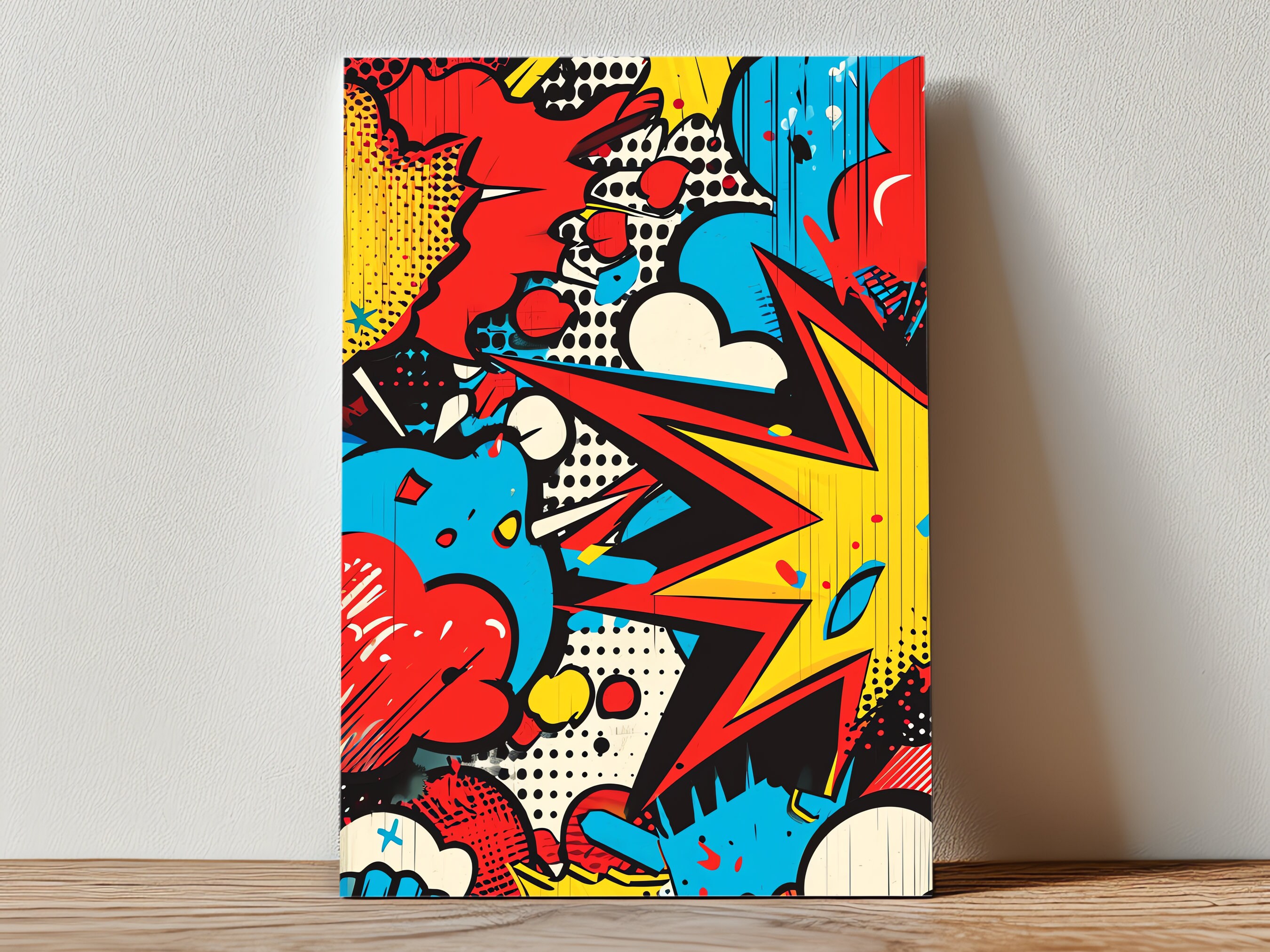 Pop Art Canvas Comic Book Cover Style Bright Color Wall Art Retro ...