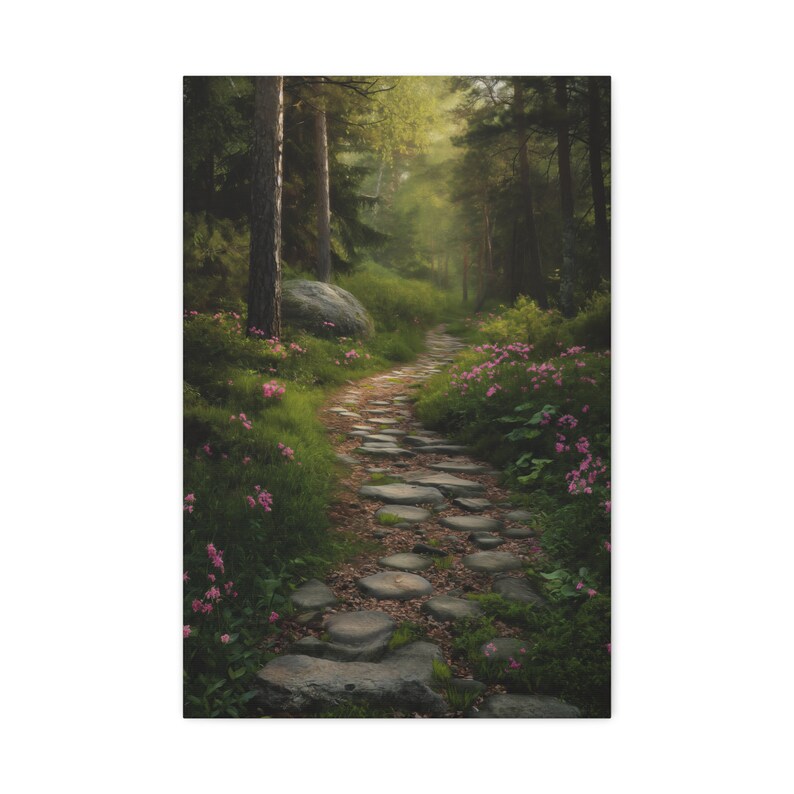 Enchanting Forest Path Canvas Art Fantasy Stone Walkway Painting Award ...