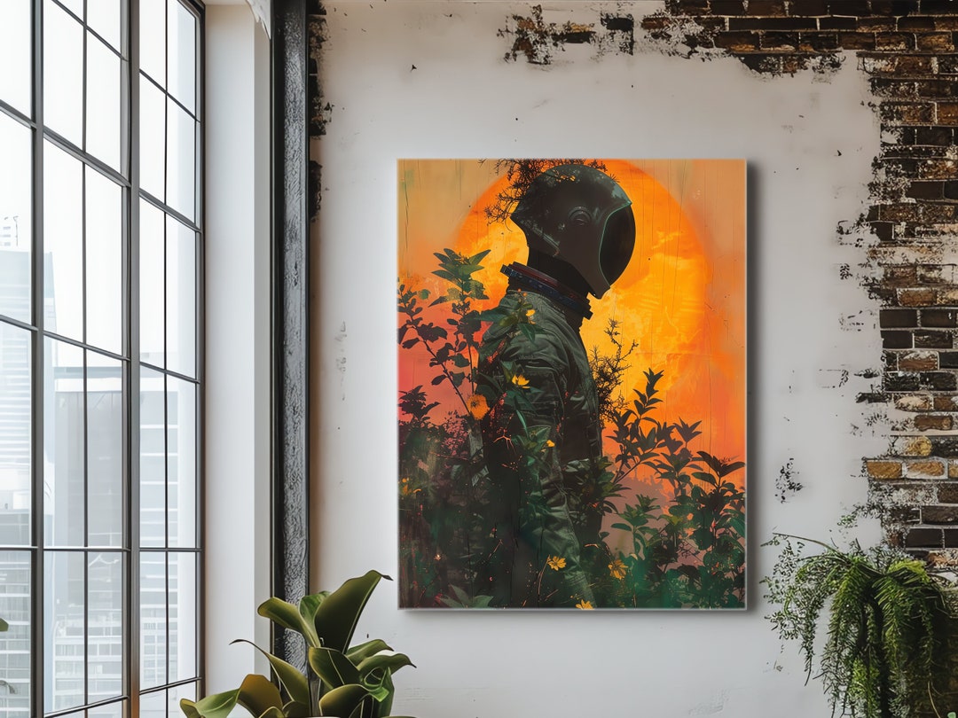 Gas Mask Figure in Woods Afrofuturist Digital Art Disco Elysium Style ...