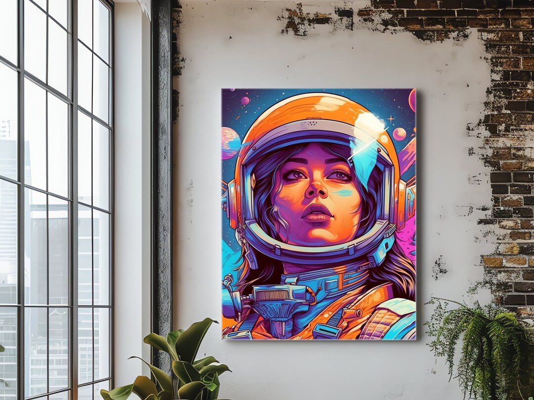 Cyberpunk Space Art Canvas Detailed Female Astronaut & Planets Behance ...