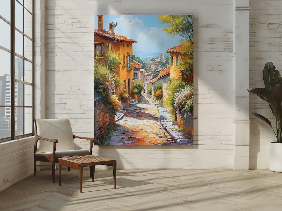 Small Town Street Art American Scene Painting Colorful Romantic ...