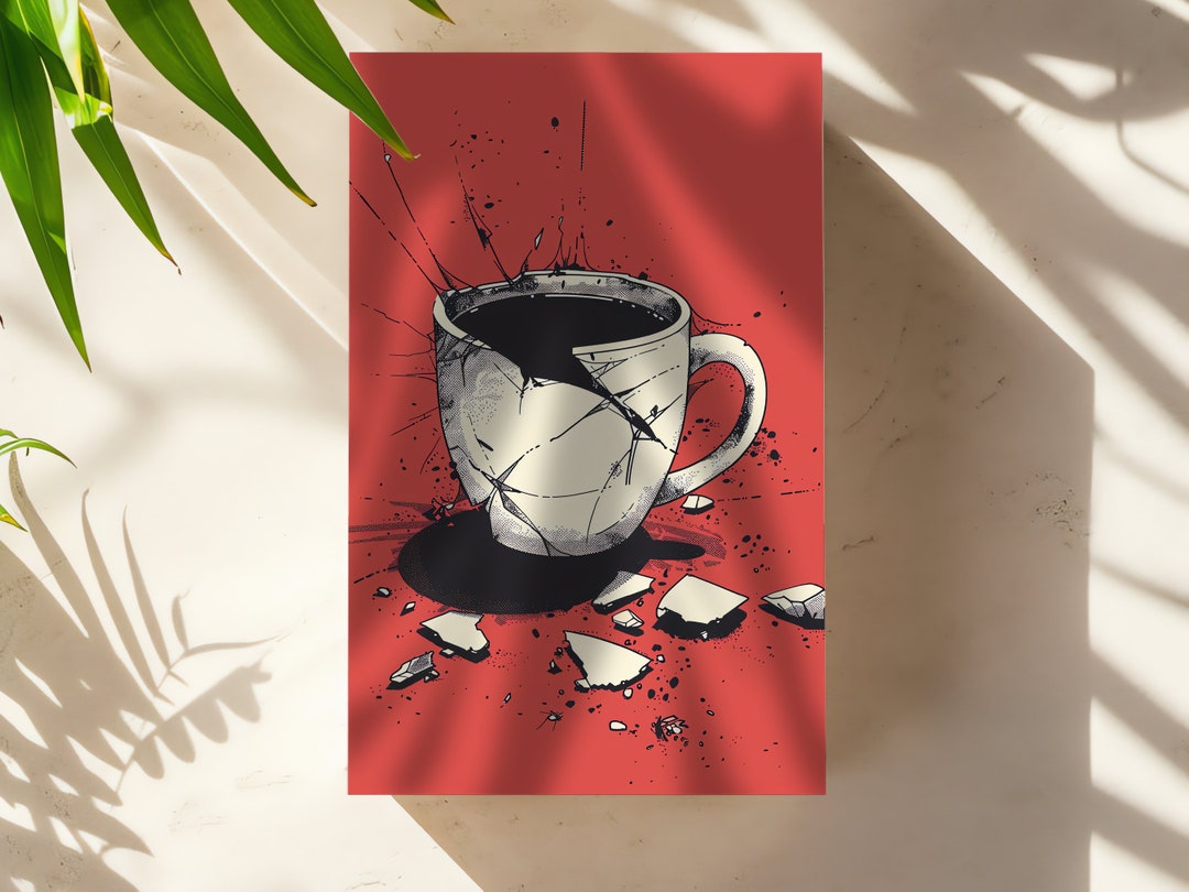 Shattered Coffee Cup Canvas Auto-destructive Art Wall Shattering ...