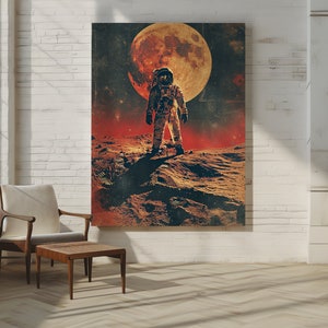 Astronaut Moon Poster Mars Invasion 2033 Art Mars One Mission Canvas ...