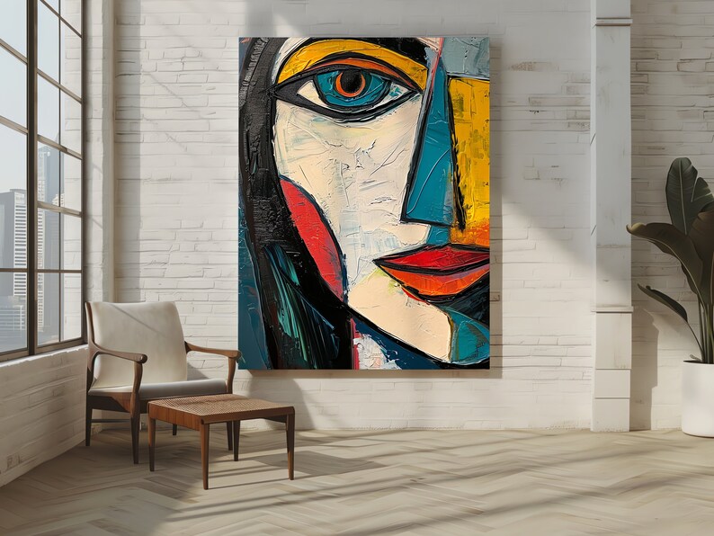 Abstract Lyrical Portrait Canvas Ultrafine Detail Female Face Painting ...