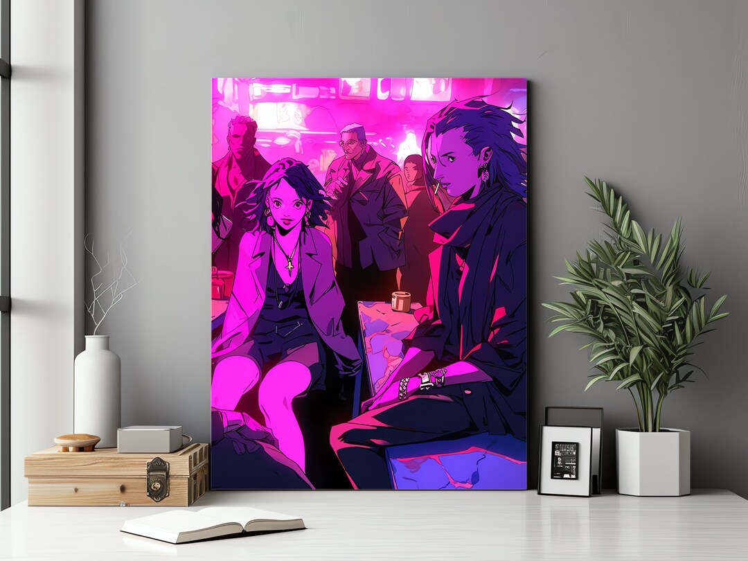 Cyberpunk Bar Scene Canvas Art Print Modern Anime Digital Art Upscaled ...