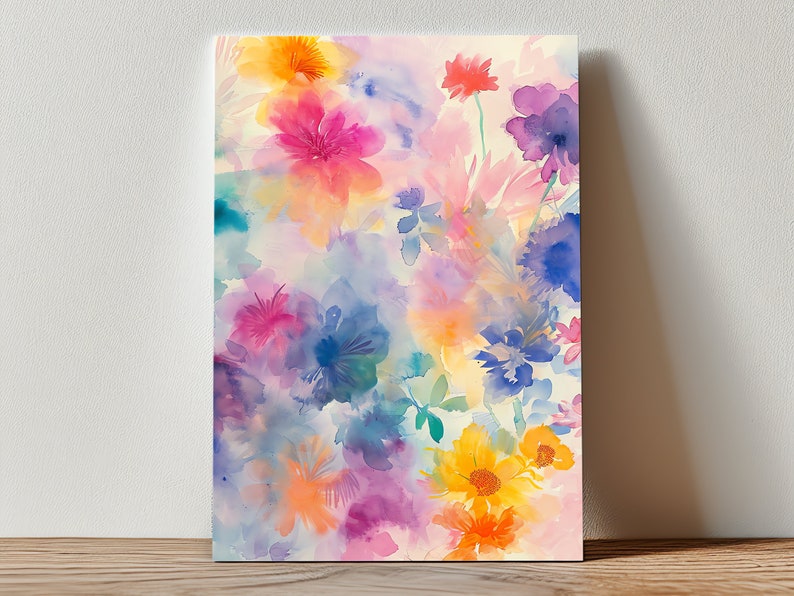 Colorful Floral Watercolor Canvas Pastel Background Art Floral Splash ...