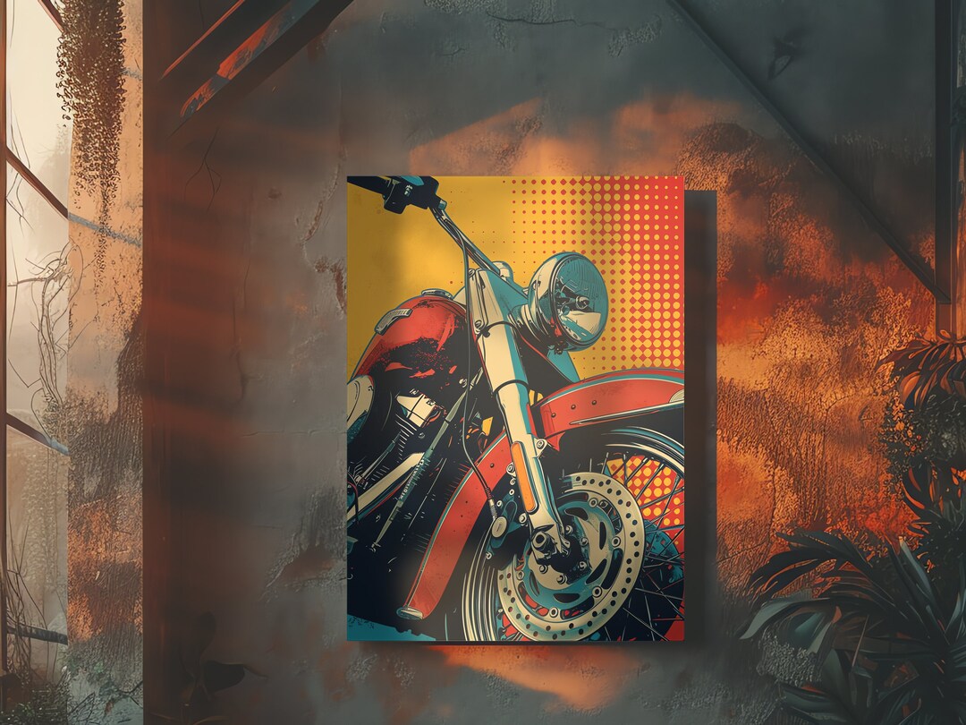 Pop Art Red Motorcycle Canvas Painting Award-winning Artist Behance ...