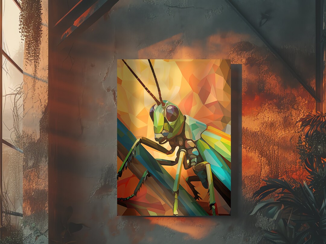 Vibrant Lowpoly Grasshopper Vector Art Award-winning Generative 2D ...