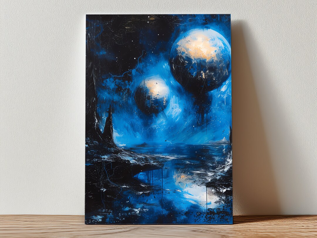 Hyper-detailed Space Art Canvas Tri-planetary Sky Featured Artist Work ...