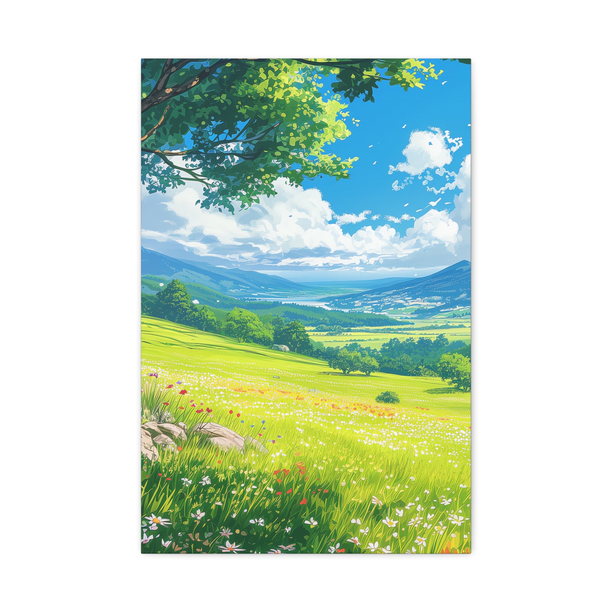 Anime Landscape Art Flower Field & Mountain Cgsociety Artist Matte ...