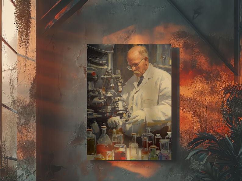 Ultrafine Detail Man in Laboratory Art Analytical Art Futuristic Lab ...