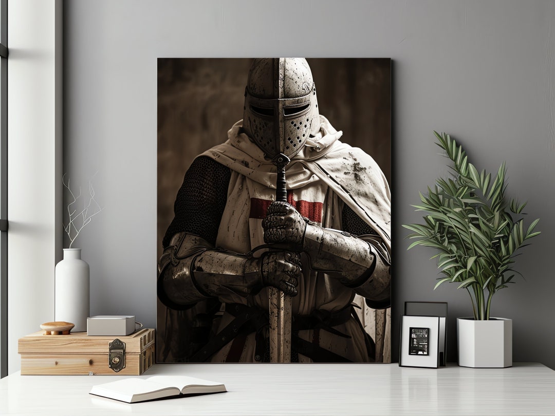 Medieval Crusader Knight Portrait Canvas Art Holy Warrior Antipodean ...