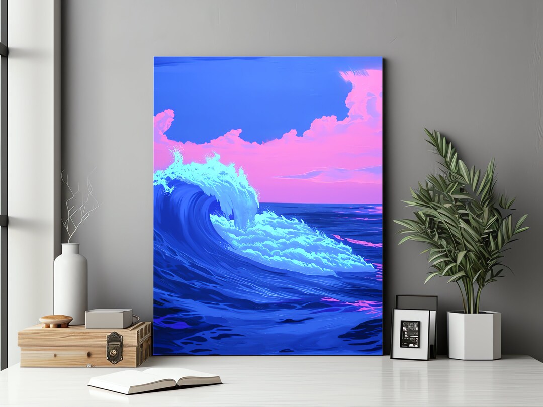 Vaporwave Ocean Art Surreal Dream Aesthetic Canvas Painting ...