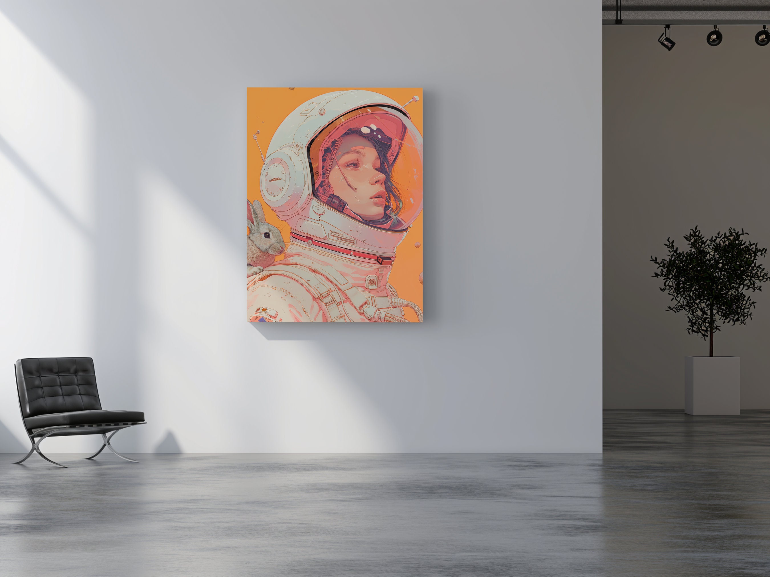 Galactic Female Figure With Lunar Bunny Surreal Art Canvas Inspired by ...