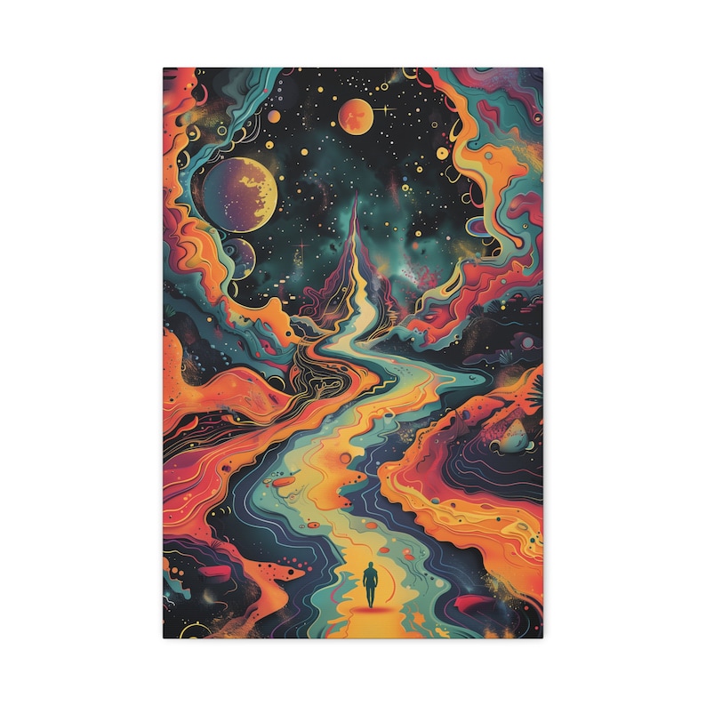 Psychedelic Landscape Art Cosmic Canvas Painting LSD Poster Art Surreal ...