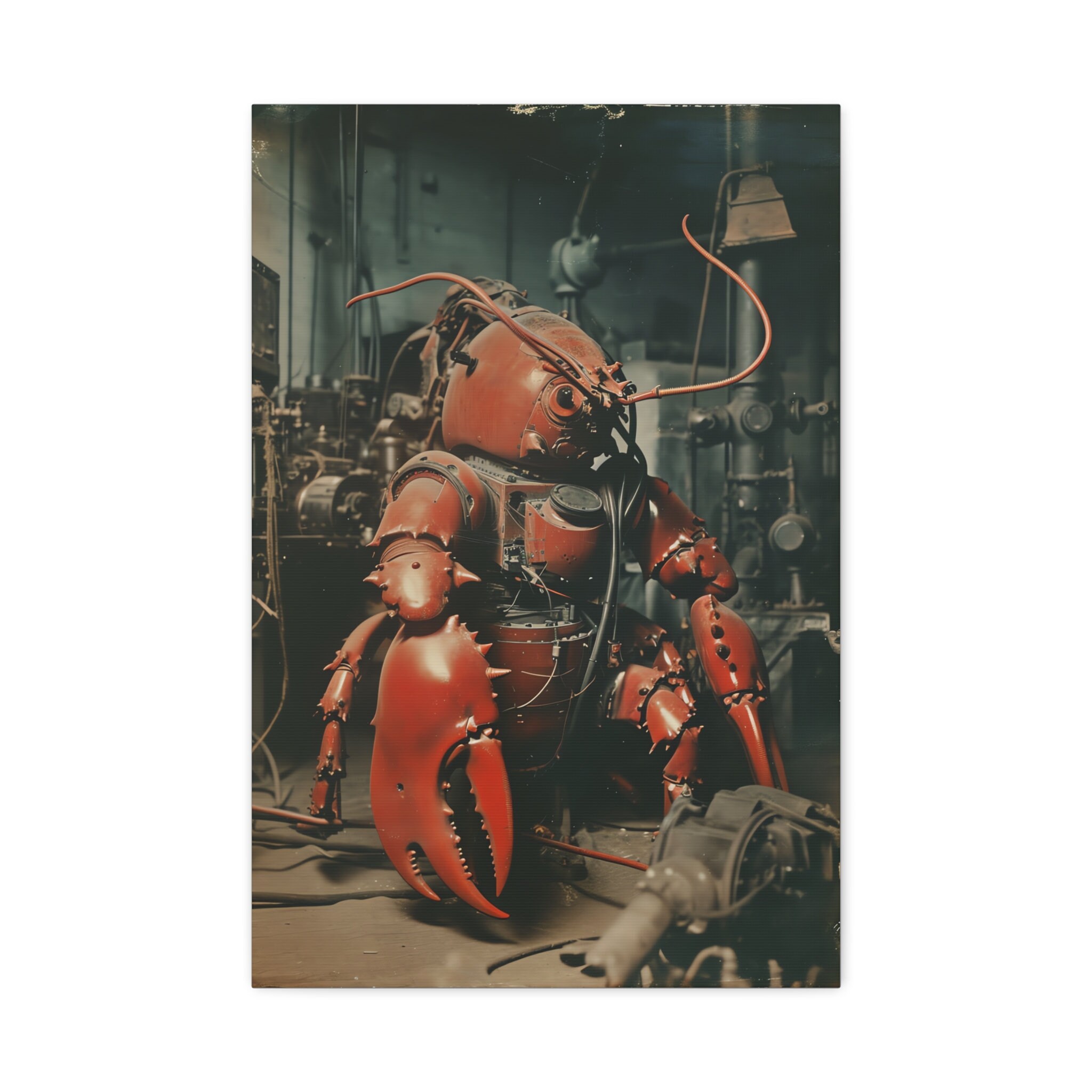 Red Lobster Feast Vintage Canvas Art Retro Futurism Steampunk Insect ...