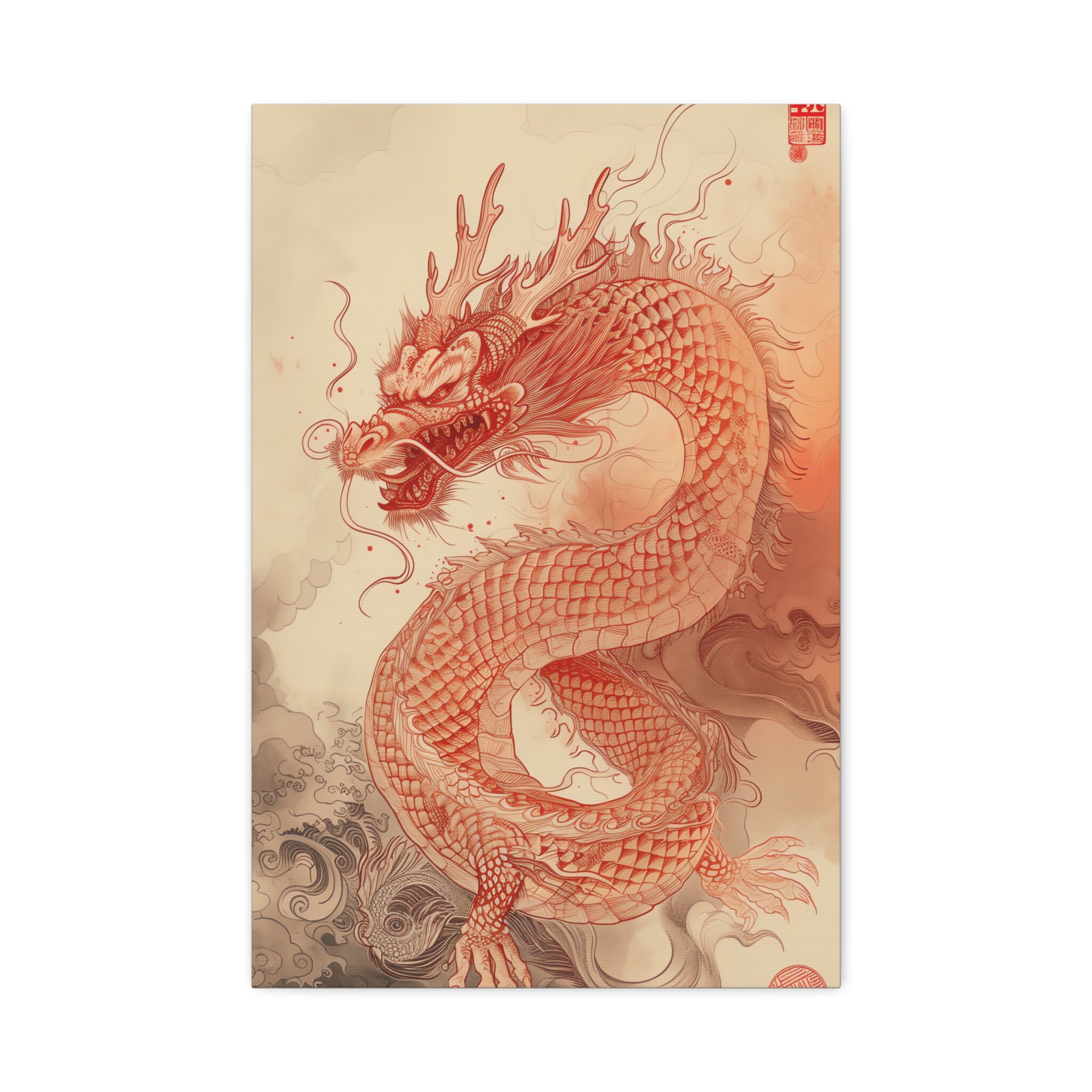 Chinese Dragon Oil Painting Emperor Huizong Style Cloisonnism Art ...