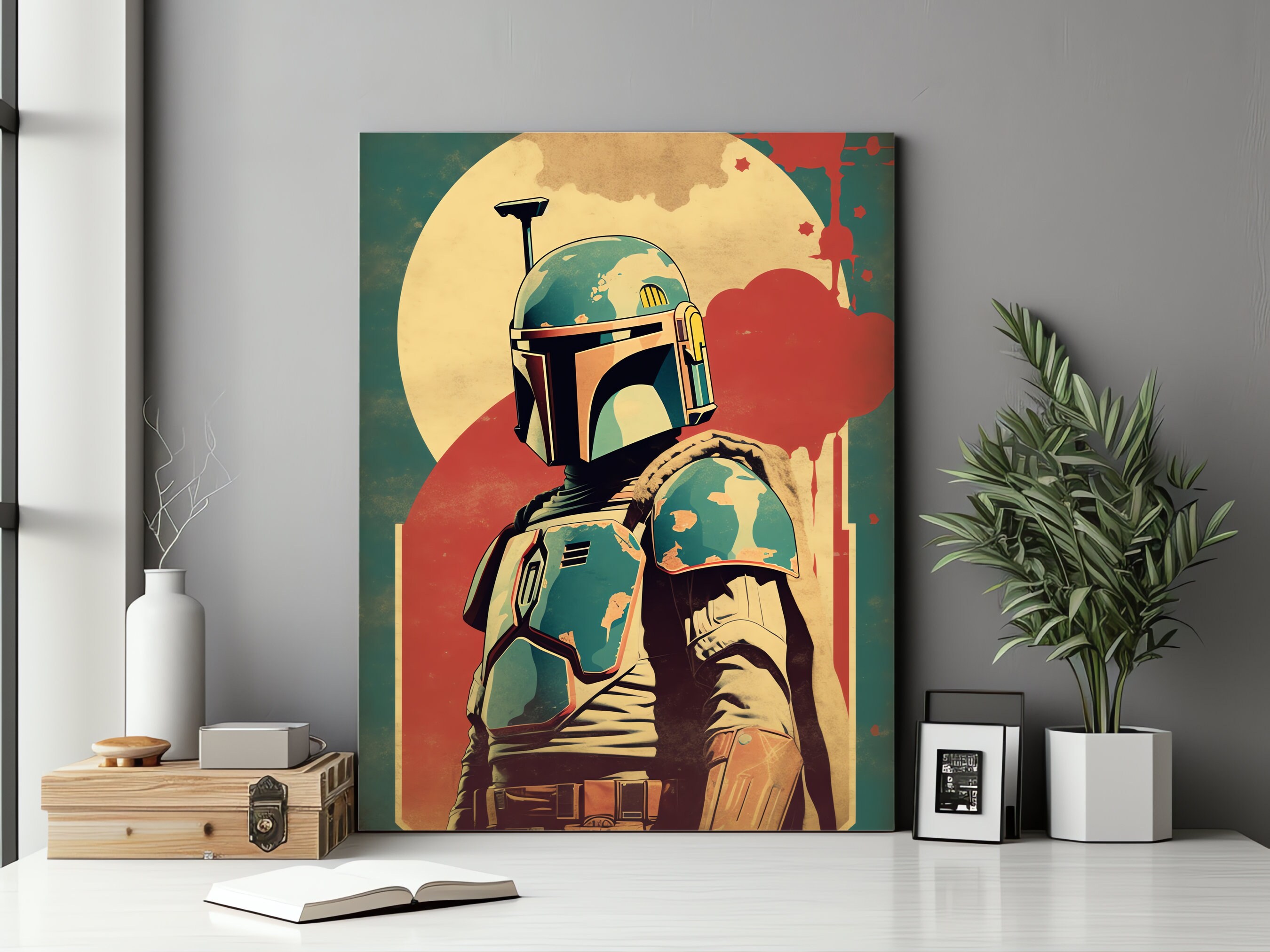 Boba Fett Star Wars Space Art Mandalorian Canvas Print Sci-fi Poster ...