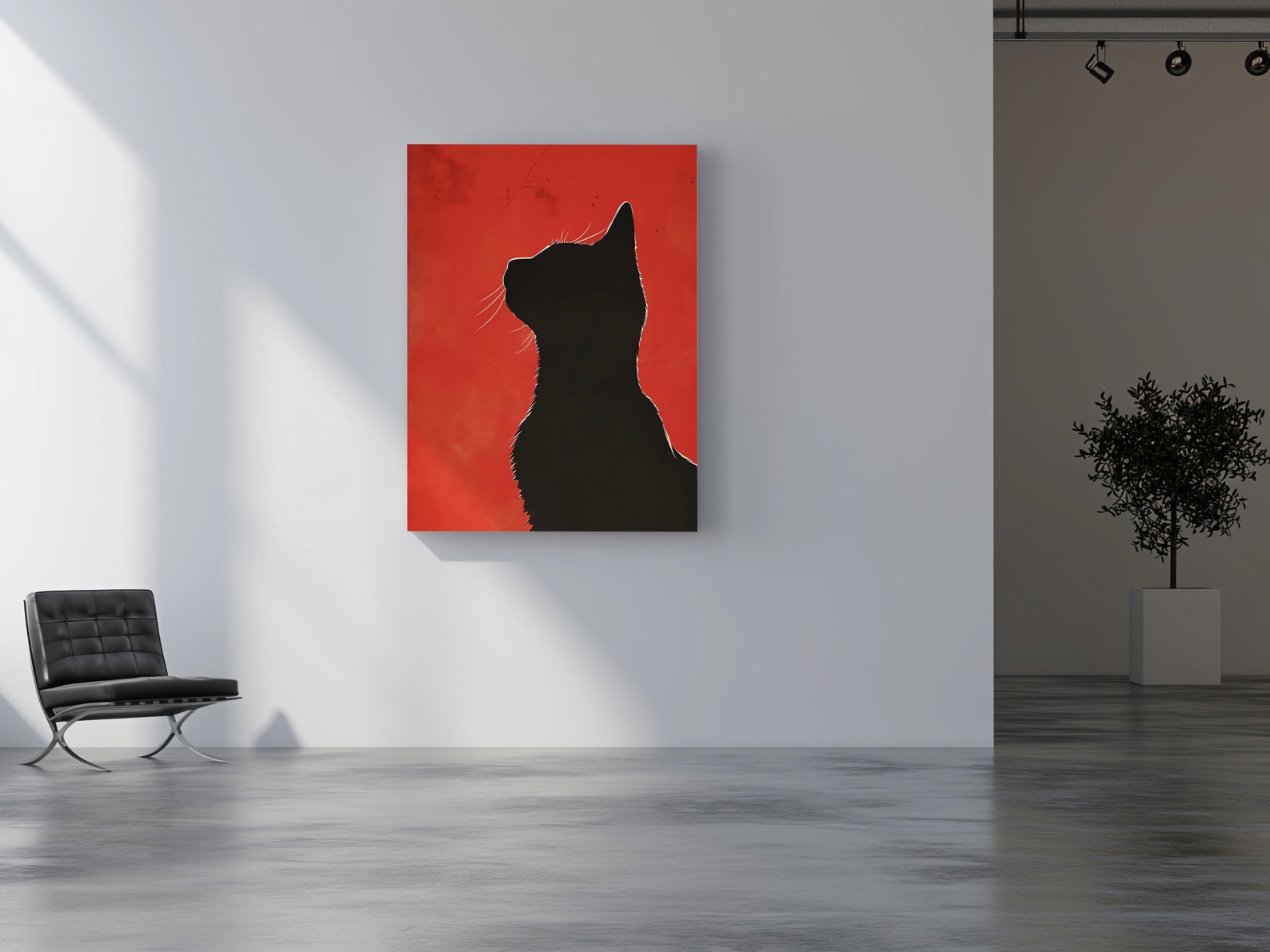 Black Cat Silhouette Red Background Sots Art Inspired Canvas ...