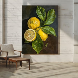 Ultra-fine Lemon & Leaves Painting Inspired by American Scene Art 4K ...