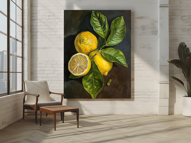 Ultra-fine Lemon & Leaves Painting Inspired by American Scene Art 4K ...