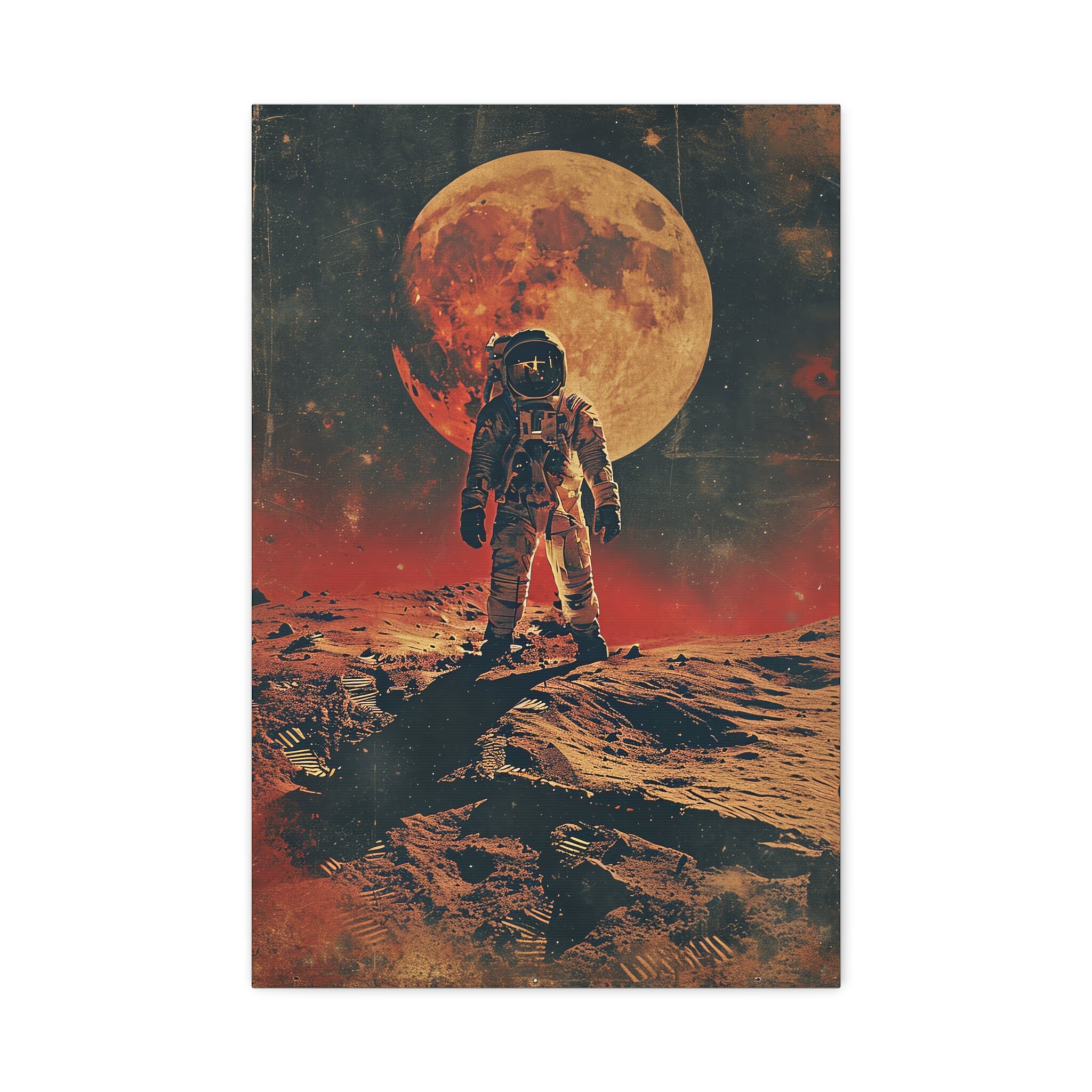 Astronaut Moon Poster Mars Invasion 2033 Art Mars One Mission Canvas ...