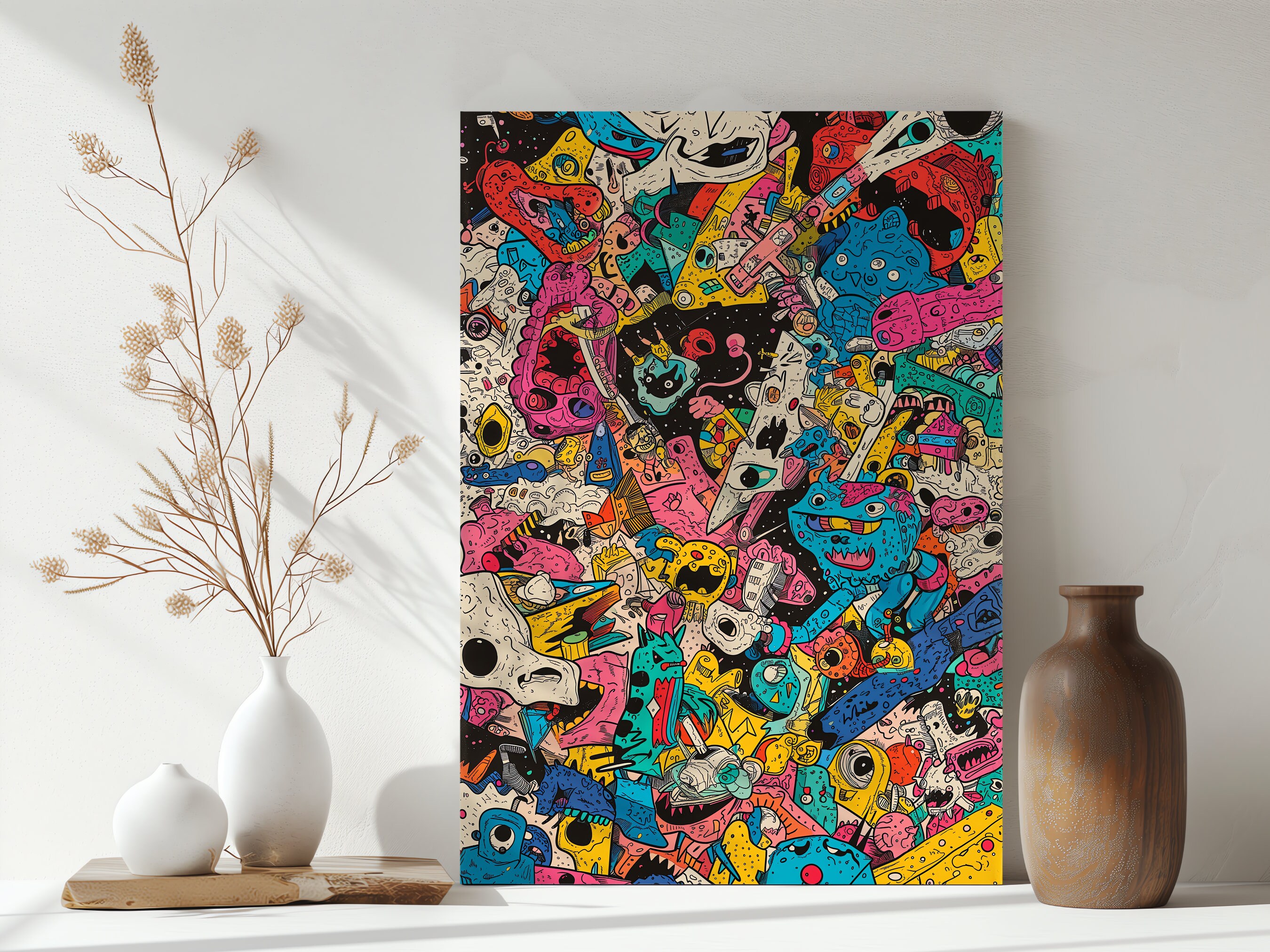 Whimsical Cartoon Canvas Art Maximalism Wallpaper Art Eminent Artists ...